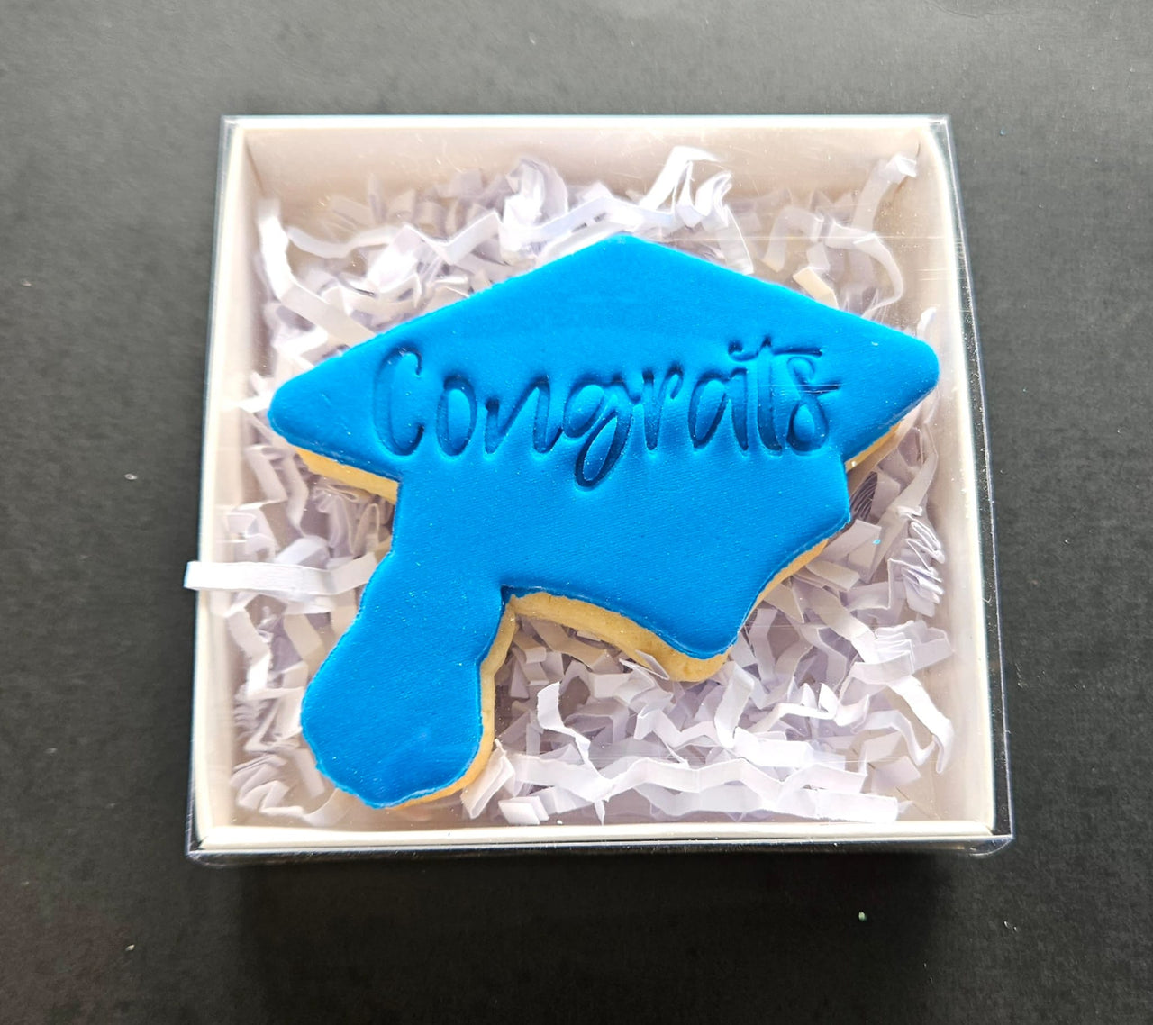 Congrats Graduation Hat Cookie in a Window Box - Mr Cookies